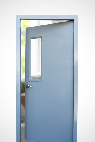 Plain Steel Door | With Small Glass – ADA Steel Door Manufacturing Inc